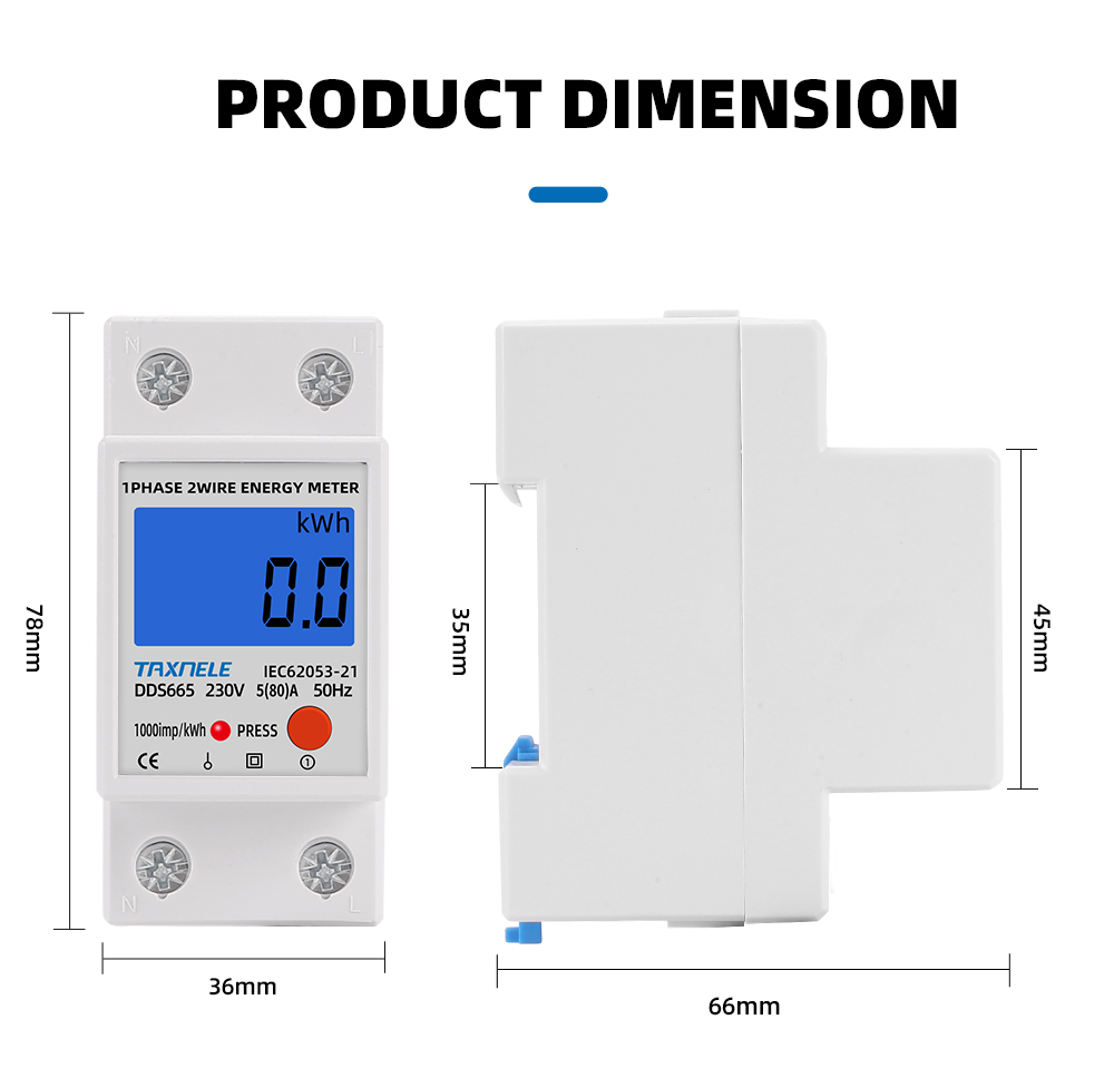 Din Rail Single Phase Wattmeter Power Consumption Watt Electronic ...