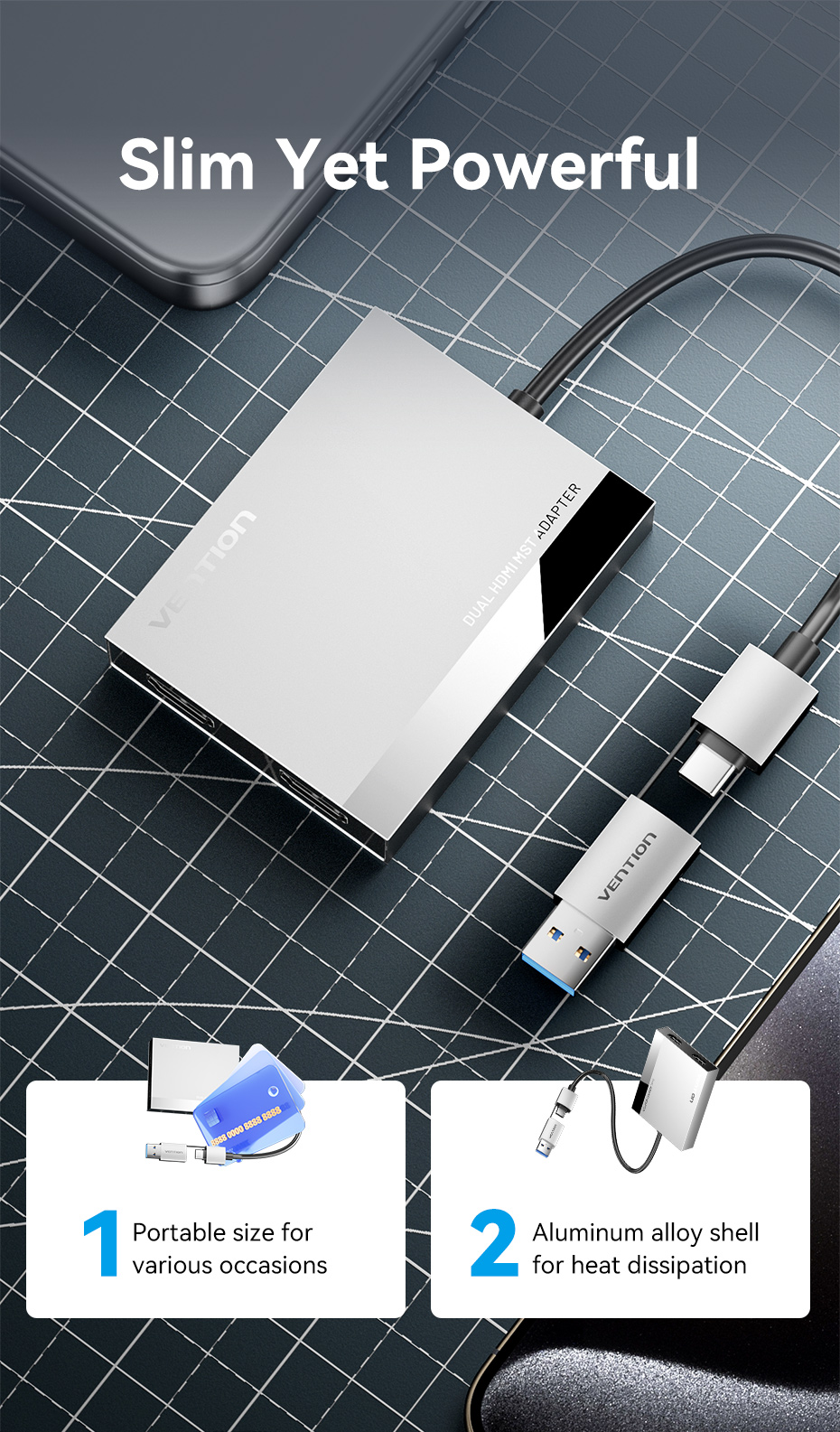 Vention Displaylink USB A+C to Dual MST HDMI Adapter USB-C USB to HDMI ...