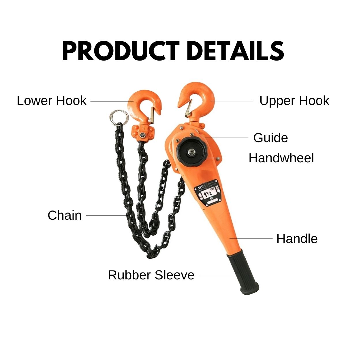 1 / 1.5 / 2 Ton x 1.5m / 3m Lever Block Chain Hoist Hand Operated Lever ...