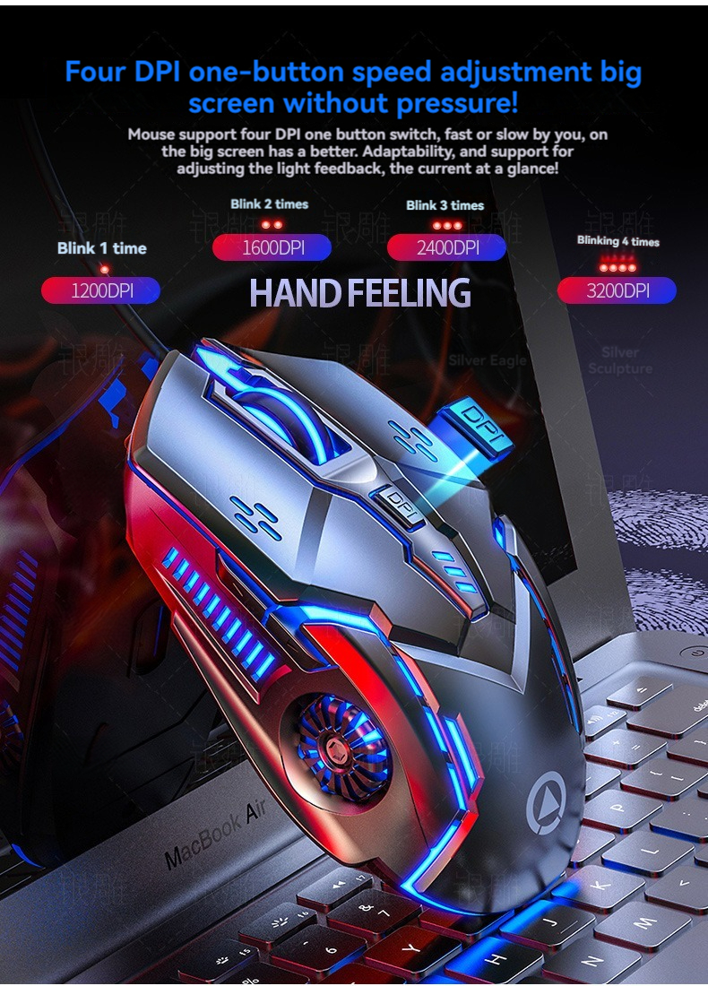【Ready Stock】Mechanical Gaming Mouse Wired 6 Keys LED 7 Color Backlight ...