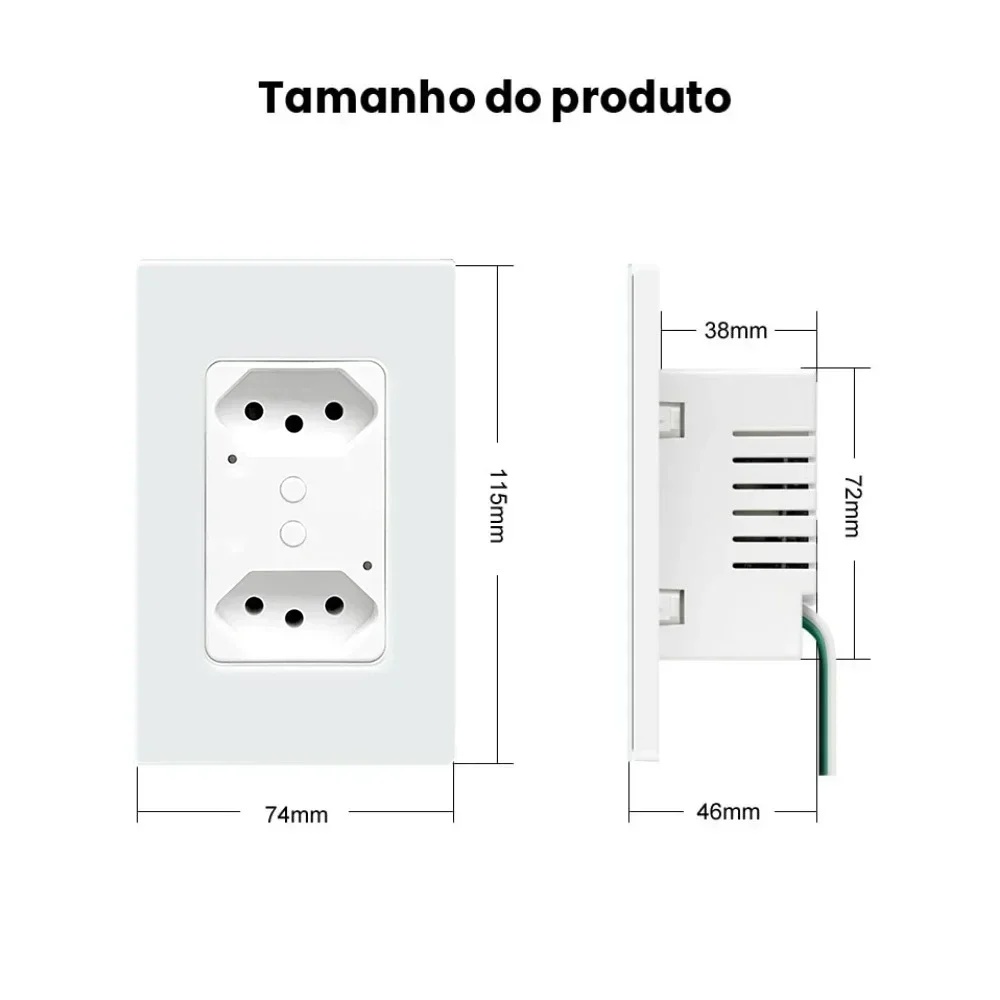 Melery WiFi Brazil Tomada Wall Socket 16A Smart Tuya Glass Panel ...