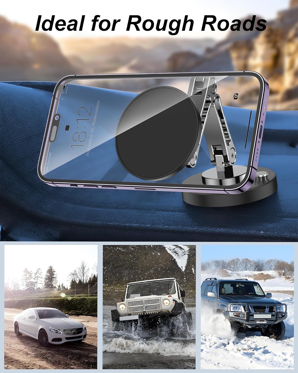 Foldable Magnetic Car Phone Holder Universal 360° Rotate Metal ...
