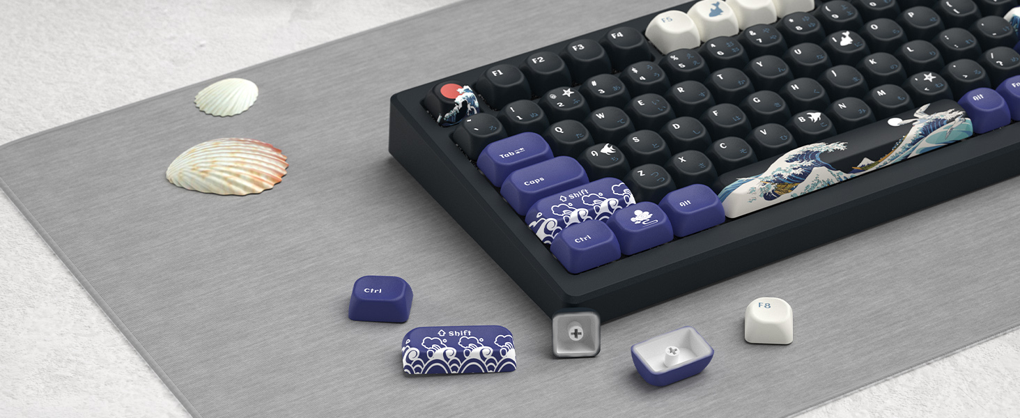 WOMIER Black Coral Sea Keycaps, 130+ Keys MOA Custom Key Caps for ...