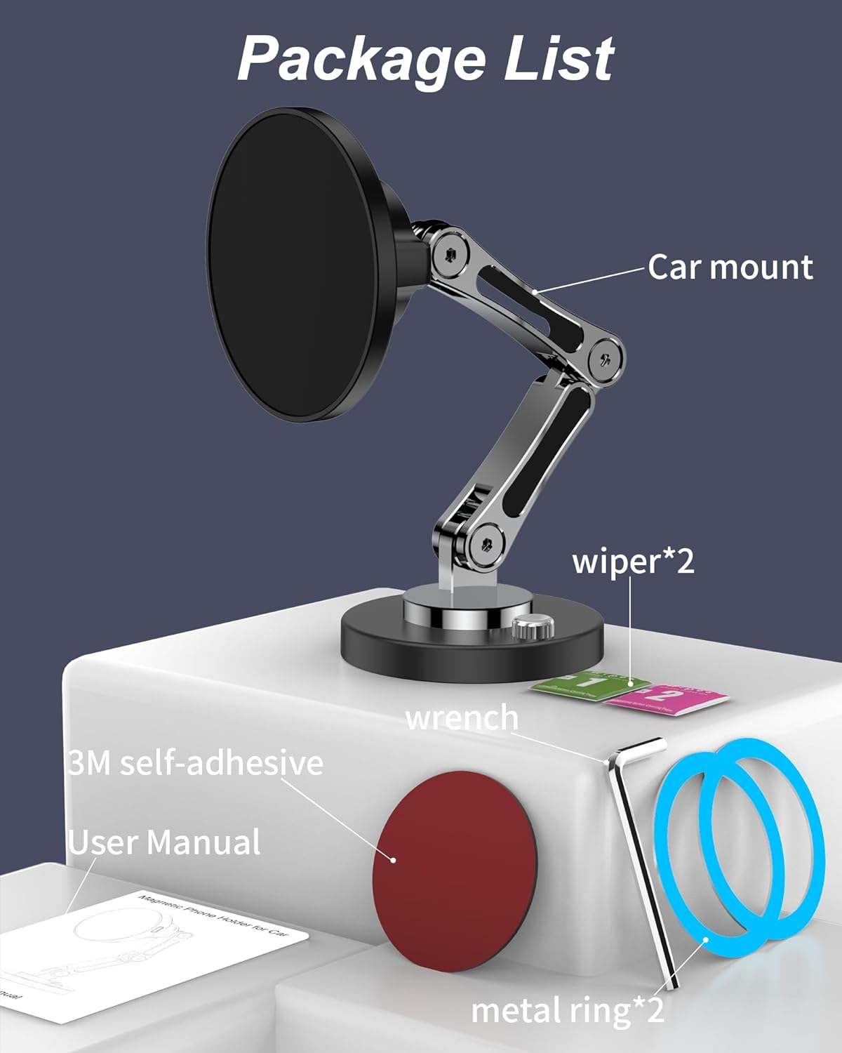Foldable Magnetic Car Phone Holder Universal 360° Rotate Metal ...