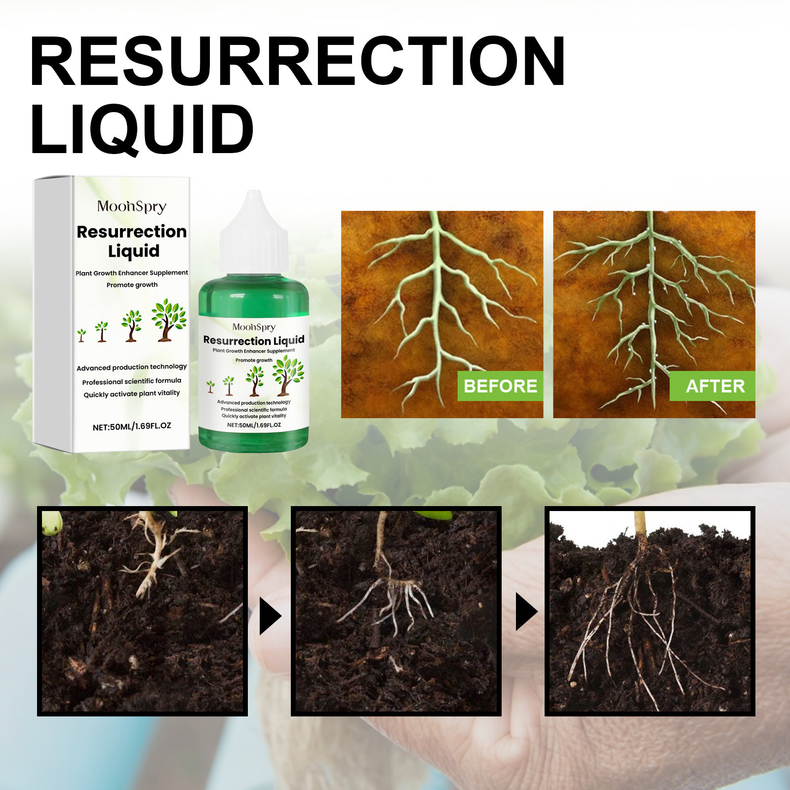 [Off-The-Shelf Supply] Moonspry Plants Growing Nutrients Green Leaf ...