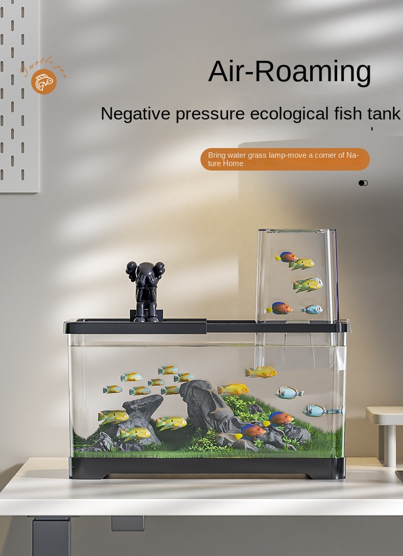 Negative Pressure Fish Tank Vacuum Suspension Small Creative Fish Tank ...