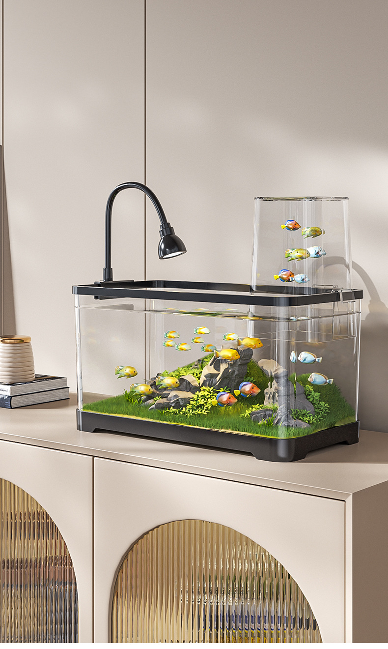 Negative Pressure Fish Tank Vacuum Suspension Small Creative Fish Tank ...