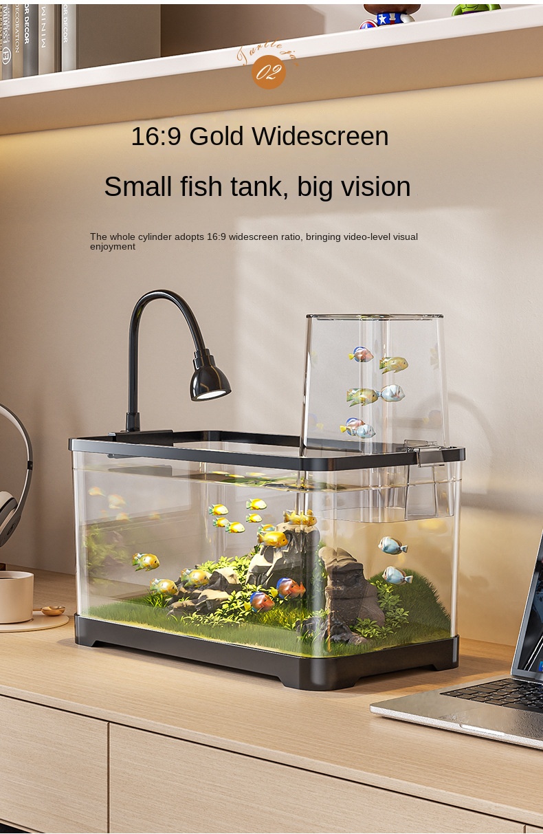 Negative Pressure Fish Tank Vacuum Suspension Small Creative Fish Tank ...