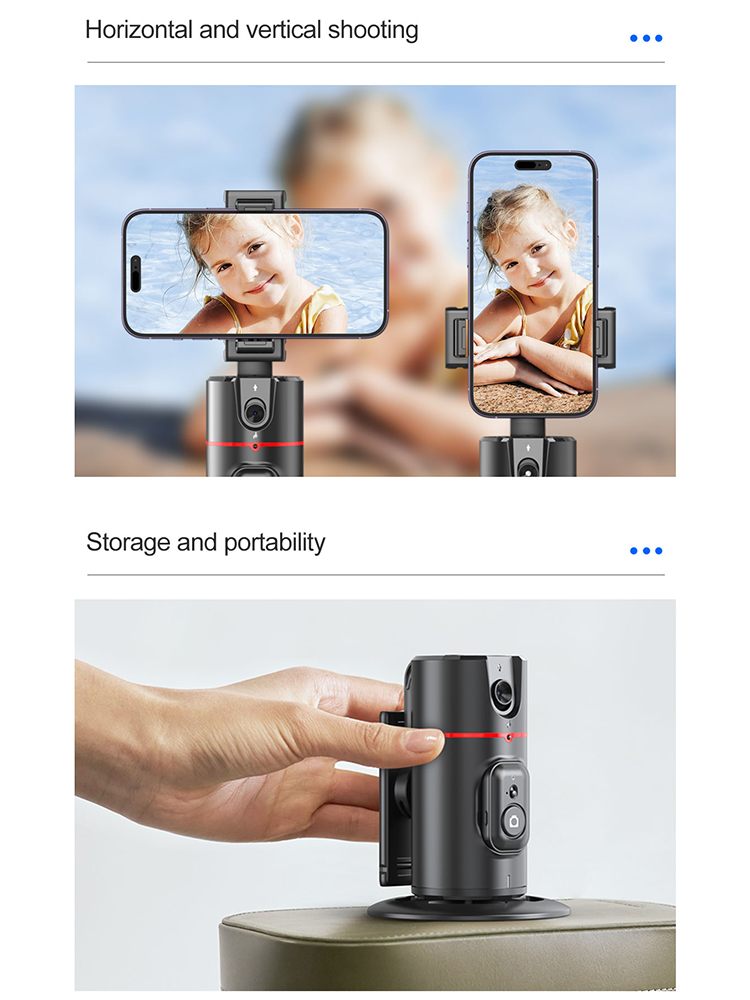 Auto Face Tracking Phone selfie stick Smart 360°rotation holder AI ...