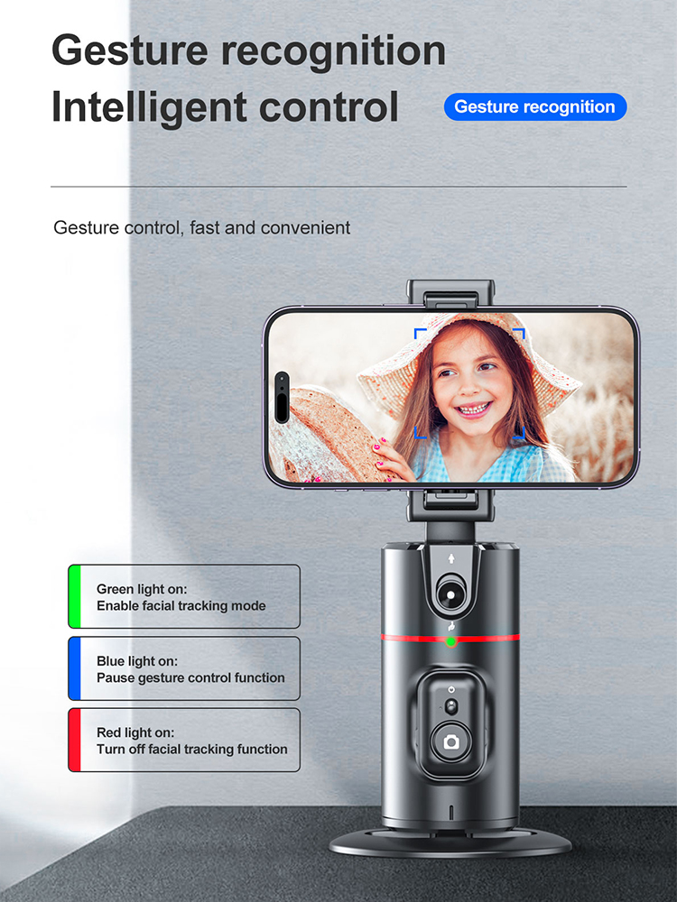 Auto Face Tracking Phone selfie stick Smart 360°rotation holder AI Follow-Up video Vlog Live ...