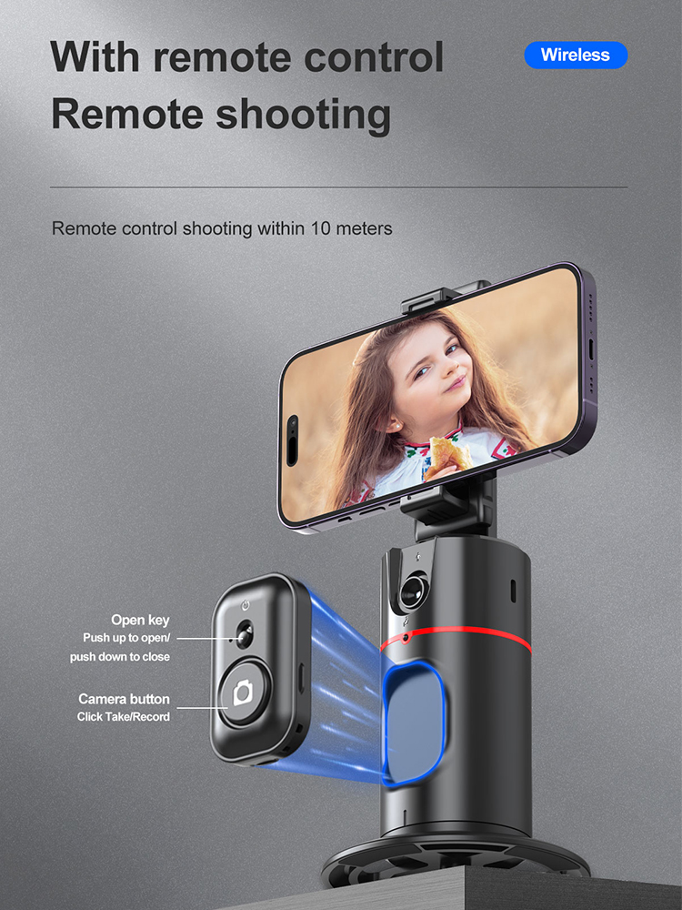 Auto Face Tracking Phone selfie stick Smart 360°rotation holder AI ...