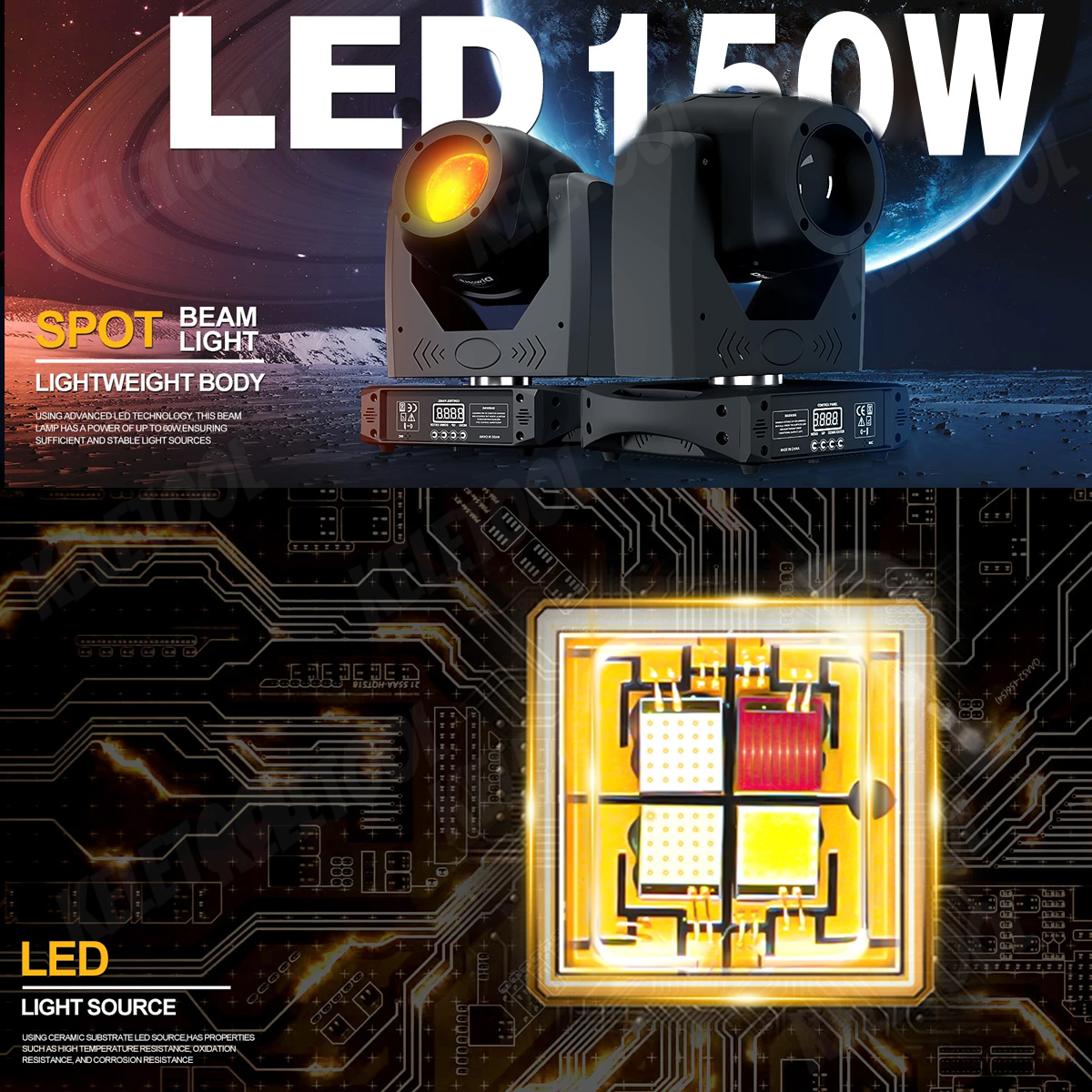 stage light led headlight 150W 4IN1 disco light Moving LED Beam Light ...
