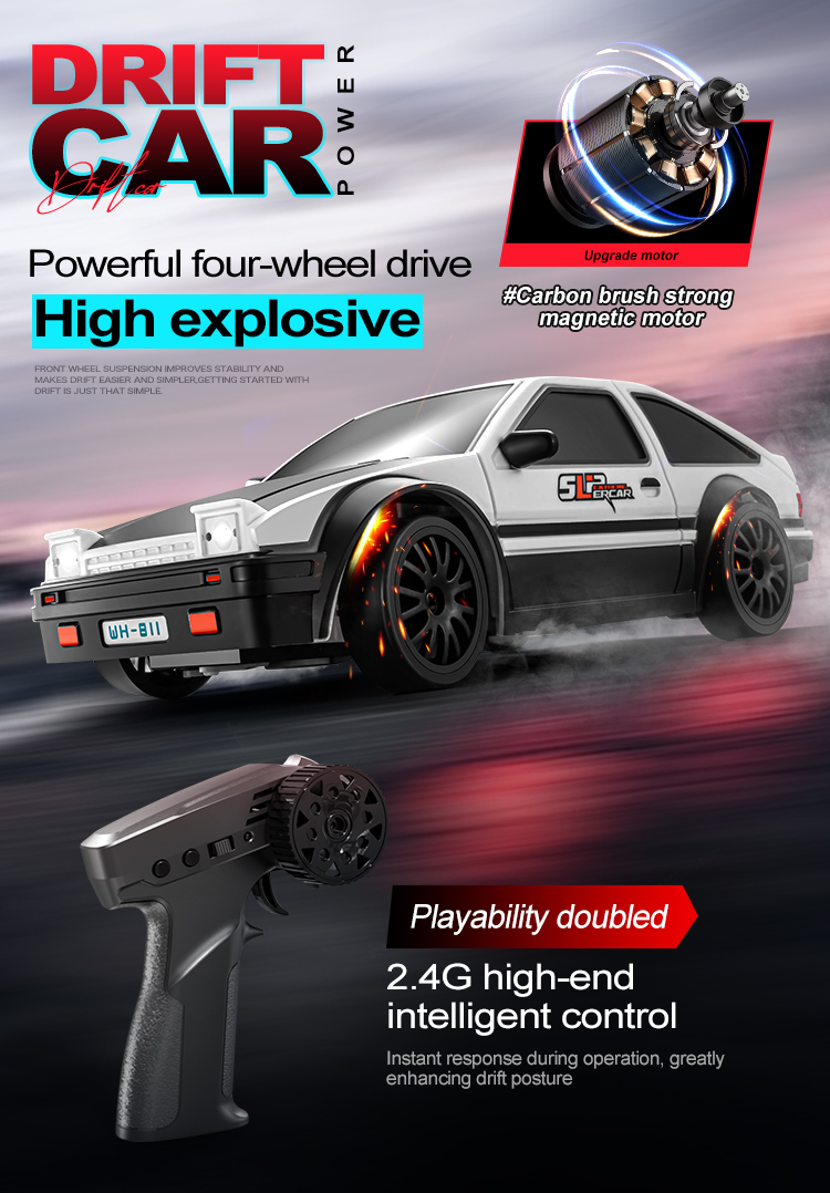 1/20 4WD RC Racing Drift Car AE86 GTR Full Proportional Throttle Remote ...