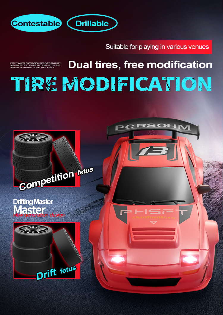 911 1/24 4WD RC Drift Car GTR Porsche Proportional Throttle Mustang ...