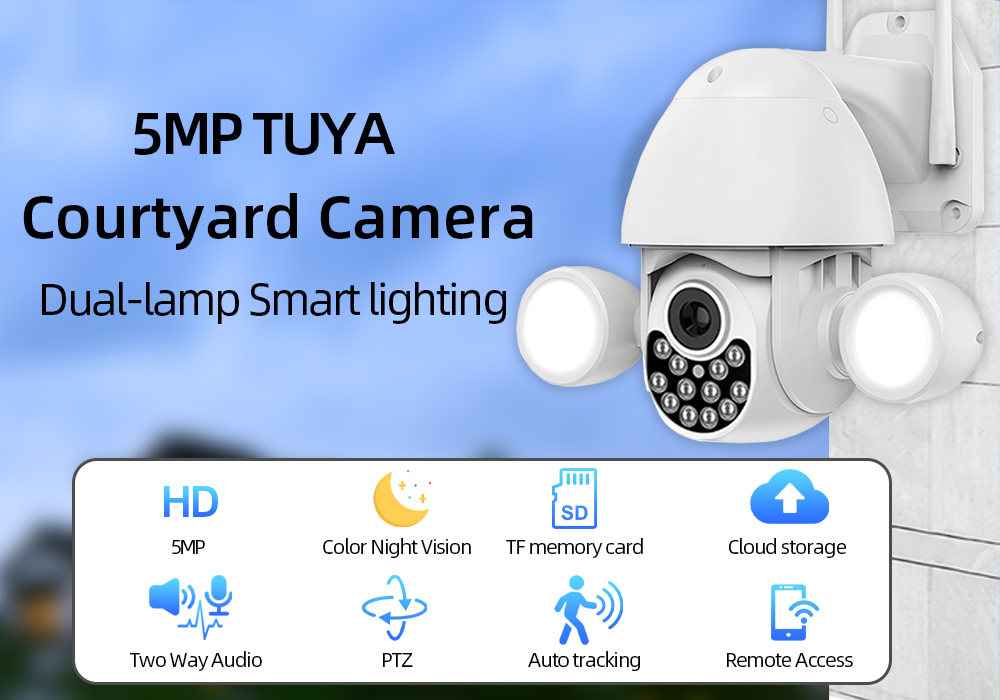 Tuya Smart Life 5MP PTZ IP Camera WiFi Outdoor Waterproof AI Human Auto ...