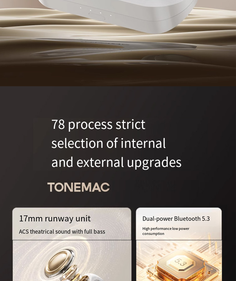 TONEMAC Q2 Bluetooth Headphones Air-bone conduction non-in-ear open ear ...