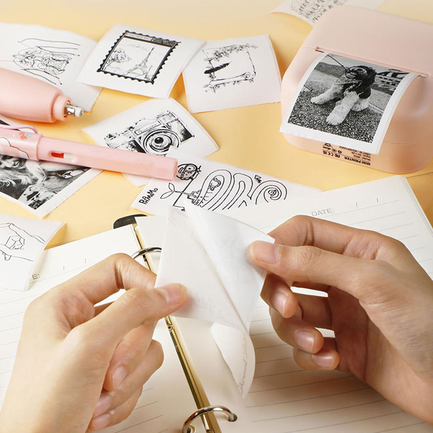 Mini Portable Printer Text, Pictures, Post-it Notes, 3 Rolls, Suitable ...