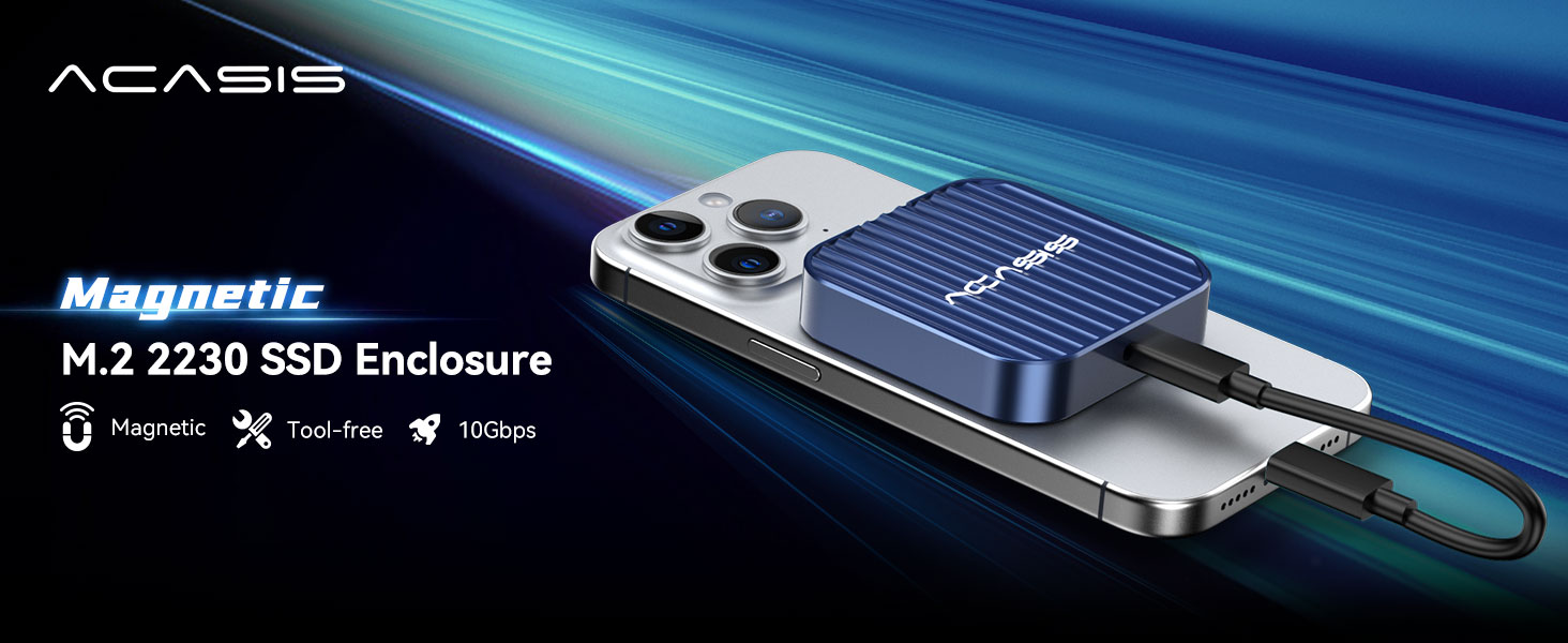 ACASIS Magnetic M.2 2230 NVMe SSD Enclosure with Magsafe for iPhone 15 ...