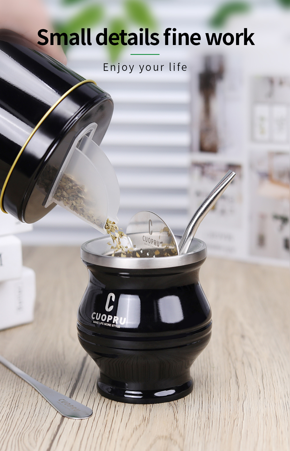 CUOPRU 6 in 1 Yerba Mate Cup Set Black | Shopee Malaysia
