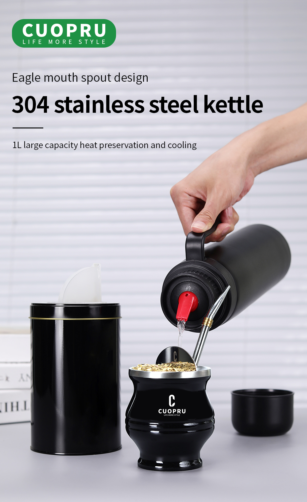 CUOPRU Yerba Mate Cup Balck Set With Insulation Bottle，Yerbero | Shopee ...