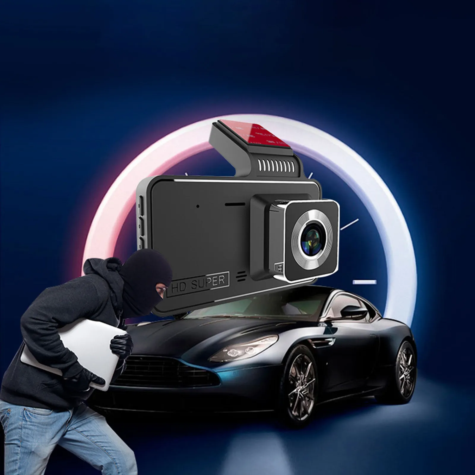 HD013 2K HD dashcam for car 4" inch 2 Lens front and rear dash cam Car camera Recorder night ...