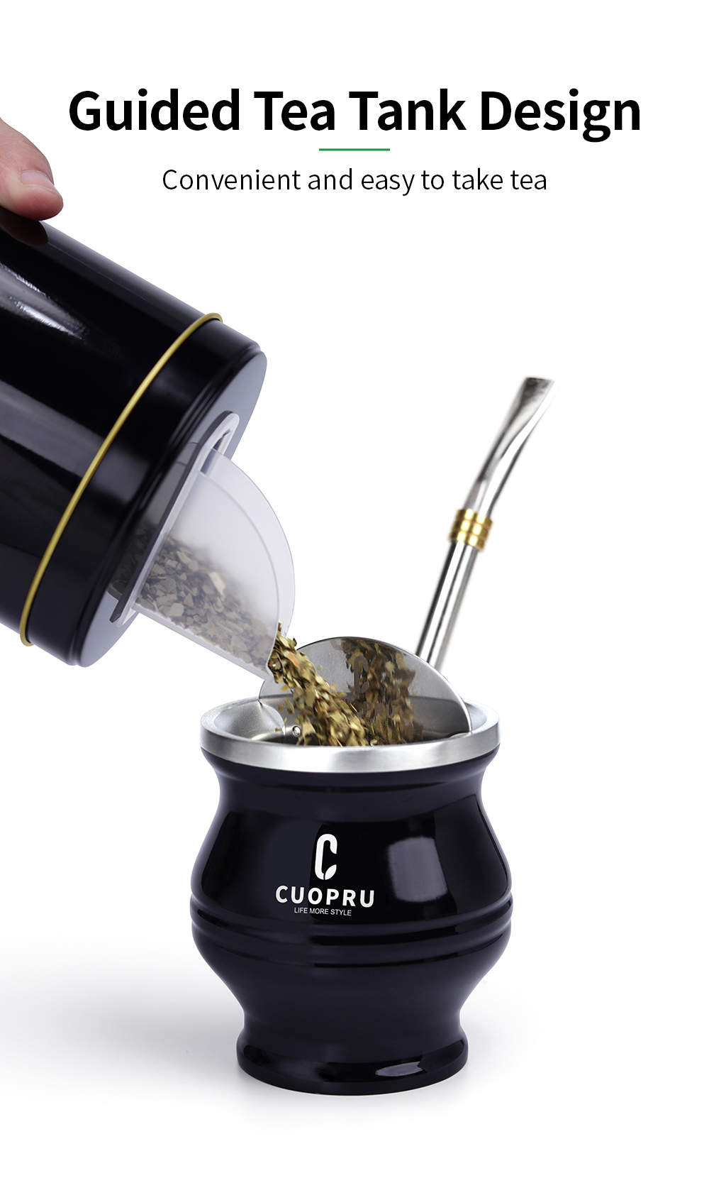 CUOPRU Yerba Mate Cup Balck Set With Insulation Bottle，Yerbero | Shopee ...