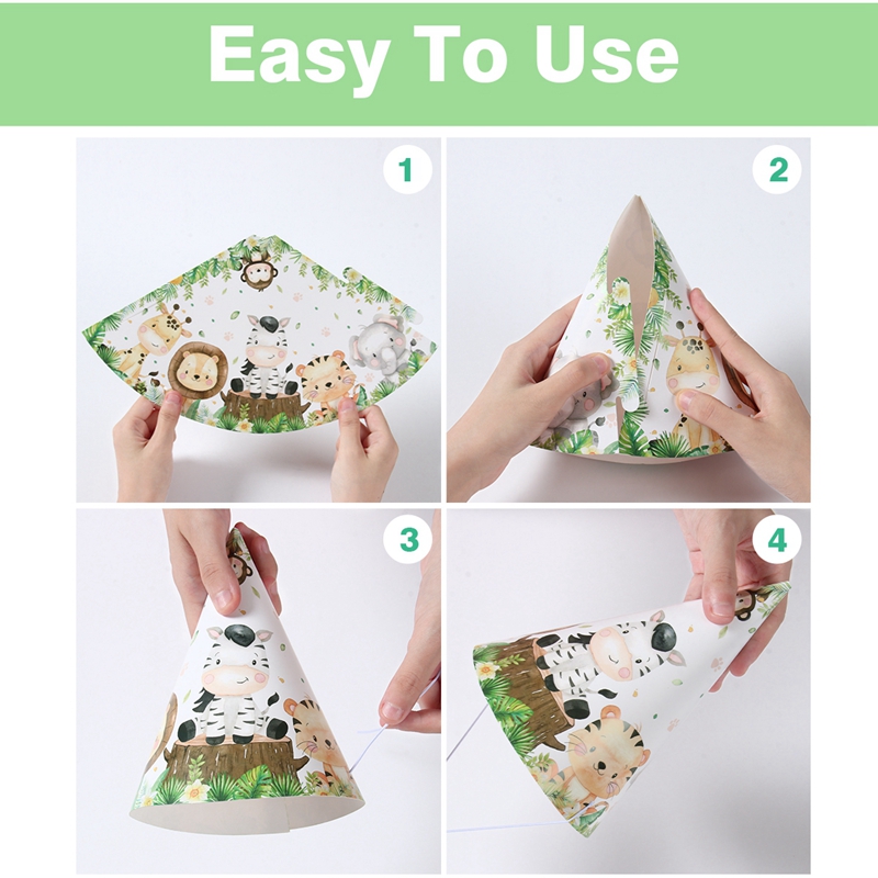6pcs/set Mixed Farm Animal Paper Hats Safari Theme Party Decorations ...