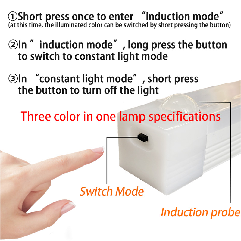 3 colors LED Motion Sensor Night Light Portable Smart Wireless Light ...