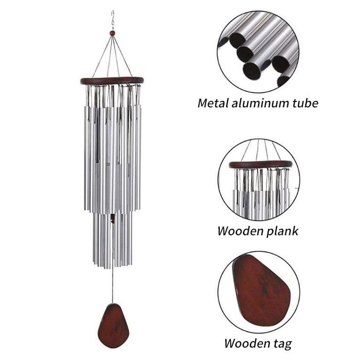 Wind Chime with 27 Tubes Outdoor Rust-Proof Solid Wood Bells 风铃 Yard ...