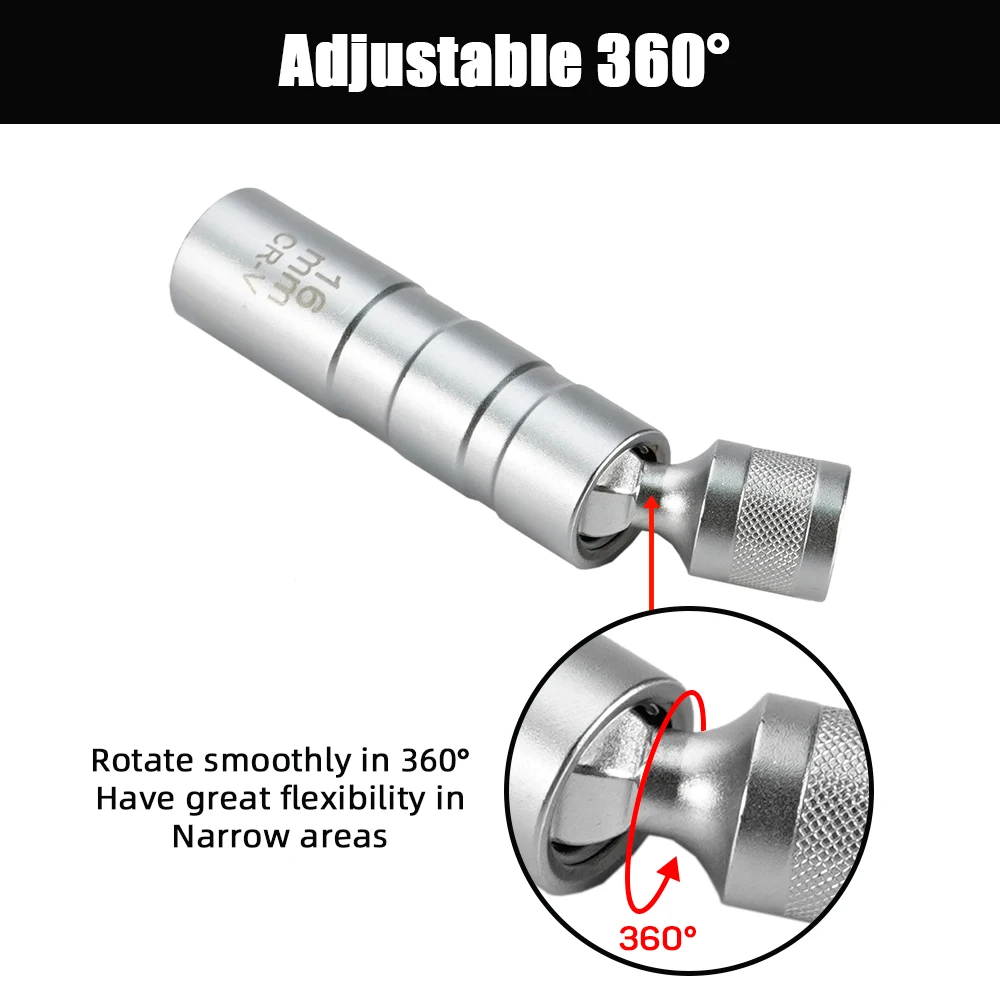 Magnetic Flexible 14/16mm Spark Plug Socket Wrench Adapter Set ...