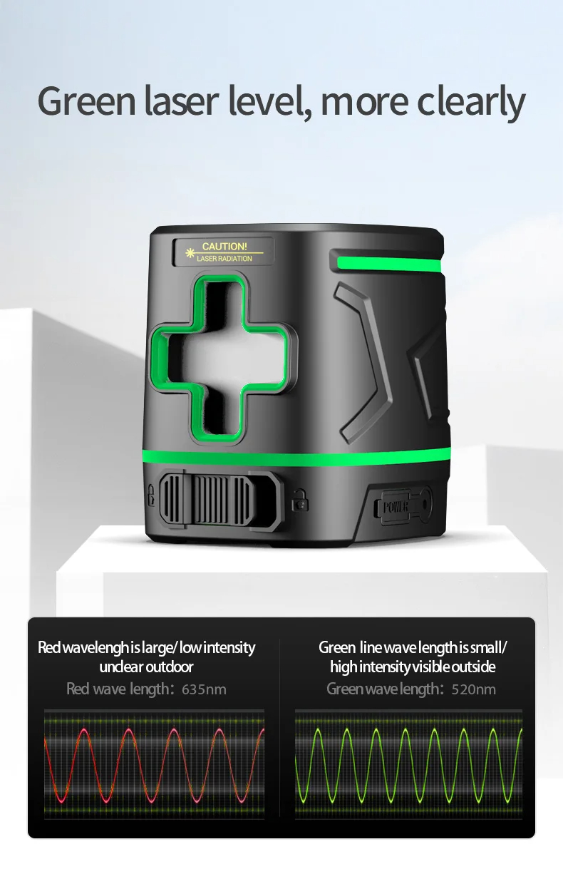 SNDWAY SW-331G 2-Line Green Laser Level Meter Automatic Leveling ...