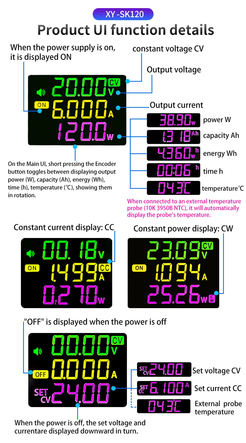 SK120 120W 6A CNC Step-up Step-down DC Adjustable Regulated Power ...