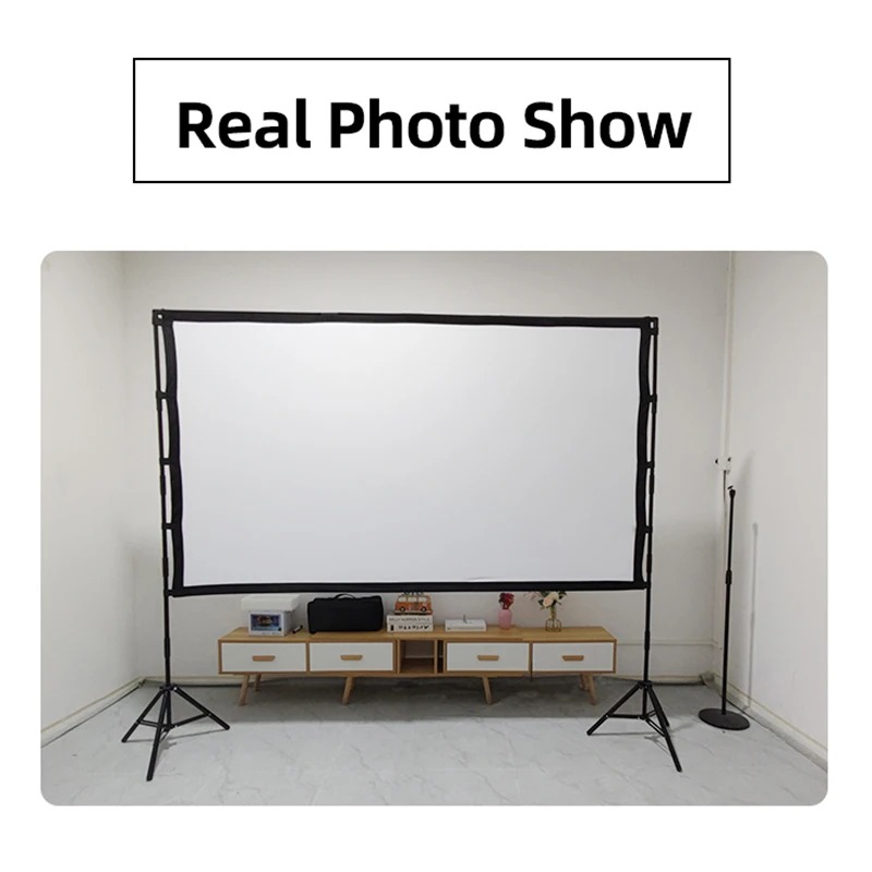 Projector Screen With Stand Foldable Soft White Less-Creases Screen ...