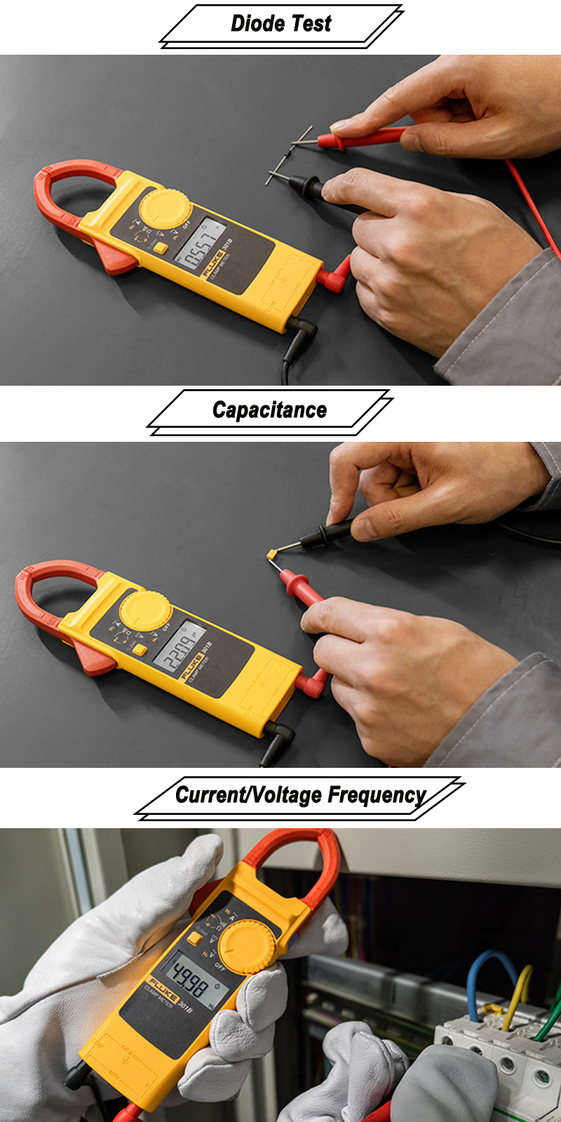 Fluke 301 Clamp Meter Fluke 301A / 301B /301C /301D Clamp Meter ...
