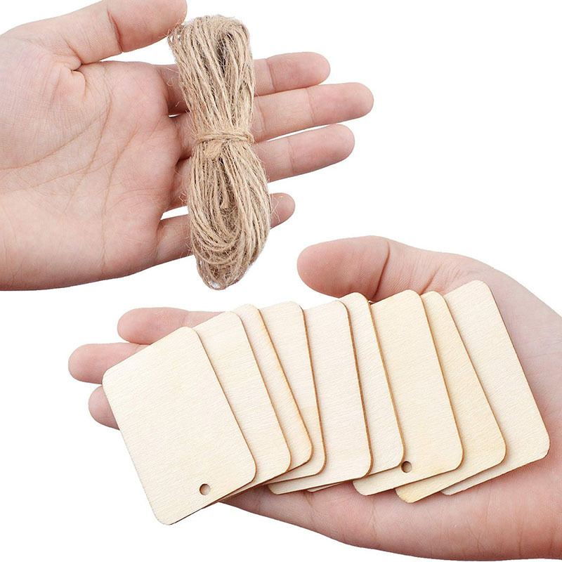 Keychain 60Pcs Rectangle Wood Blank Wooden Key Chains to Paint ...