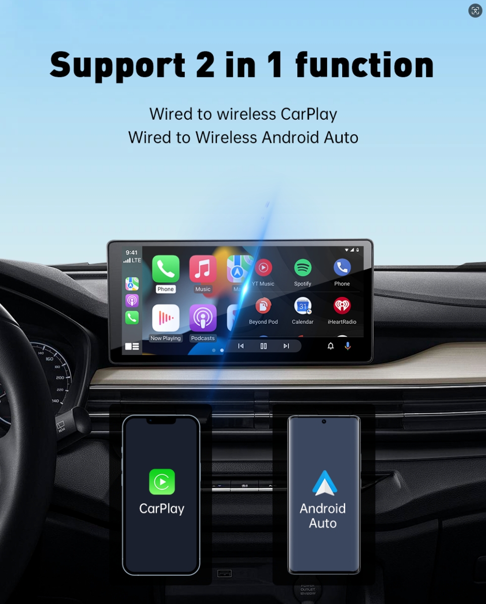 XUDA 2in1 Wireless CarPlay AI Mini Box Android Auto Box Plug&Play ...