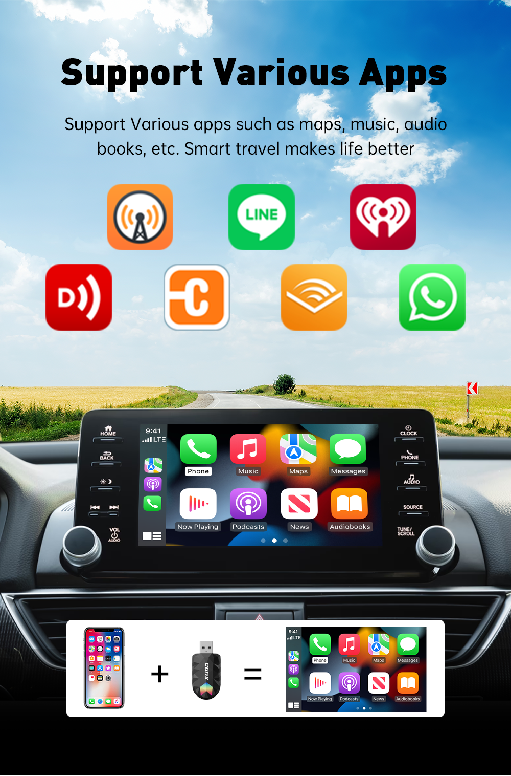 XUDA 2in1 Wireless CarPlay AI Mini Box Android Auto Box Plug&Play ...