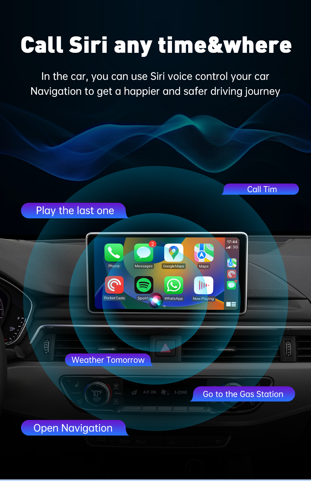 XUDA NEW 2in1 RGB Wireless CarPlay AI Mini Box Android Auto Box Plug ...