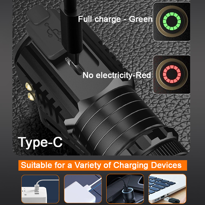 LED Super Bright Mini LED Flashlight Type-C USB Rechargeable Portable ...