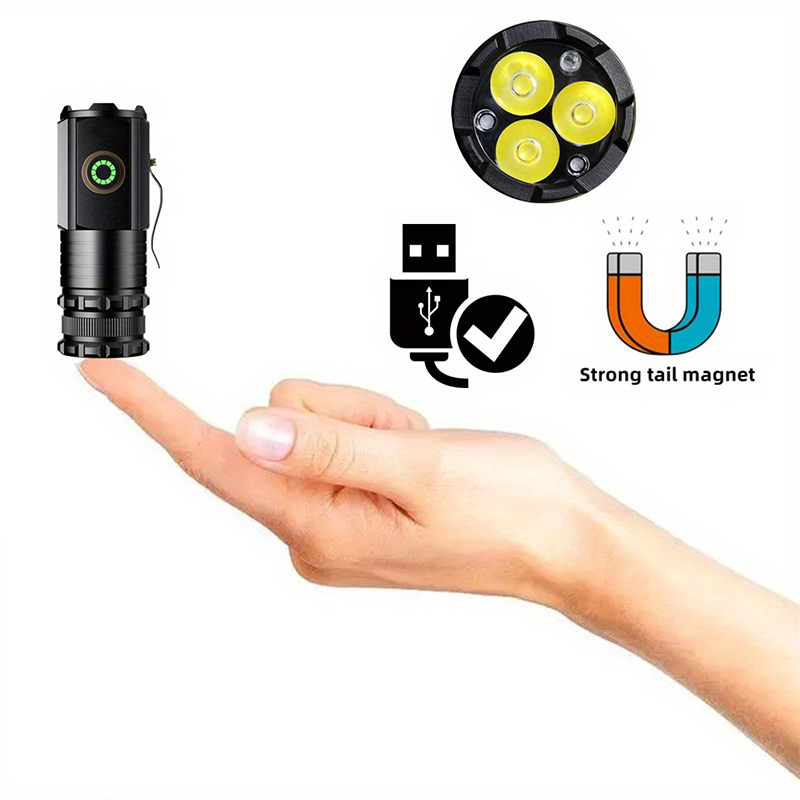 LED Super Bright Mini LED Flashlight Type-C USB Rechargeable Portable ...