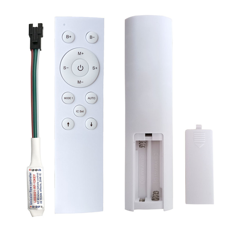 Running Water LED Controller With 12Key RF Remote for WS2811 Single ...