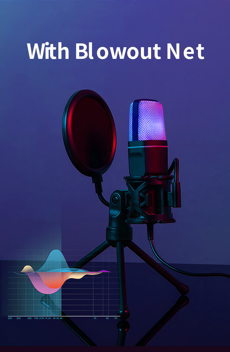 RGB Gaming USB Wired Microphone for Computers Noise-Cancelling Plug-and ...