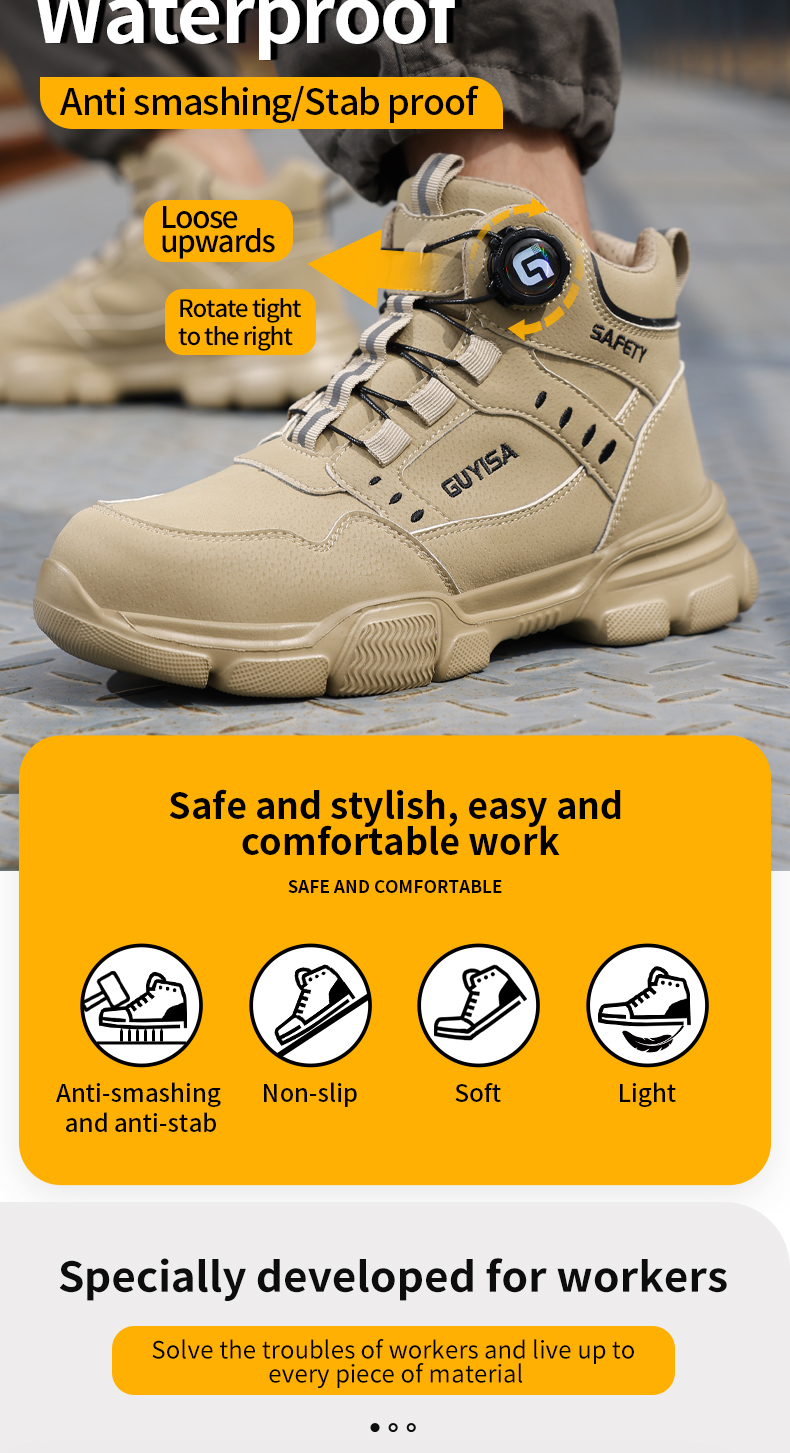 GUYISA Safety Shoes Work Shoes kasut safety boot lelaki Waterproof High-cut 37-46 F055 | Shopee ...
