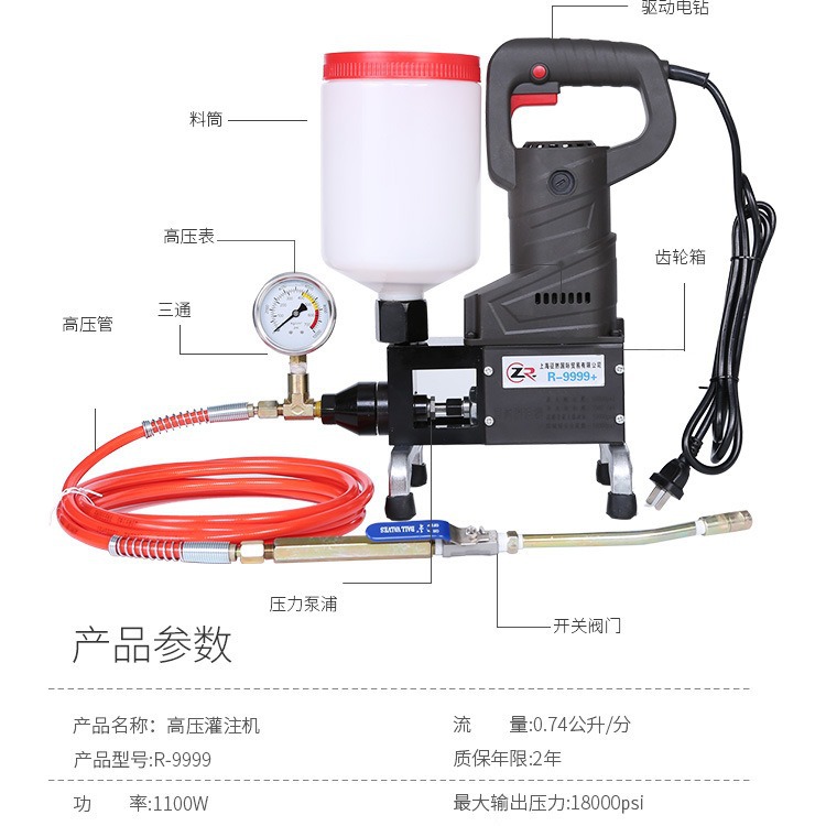 Electric Injection Pu Pump / Polyurethane Foam Grouting Leak Steel ...