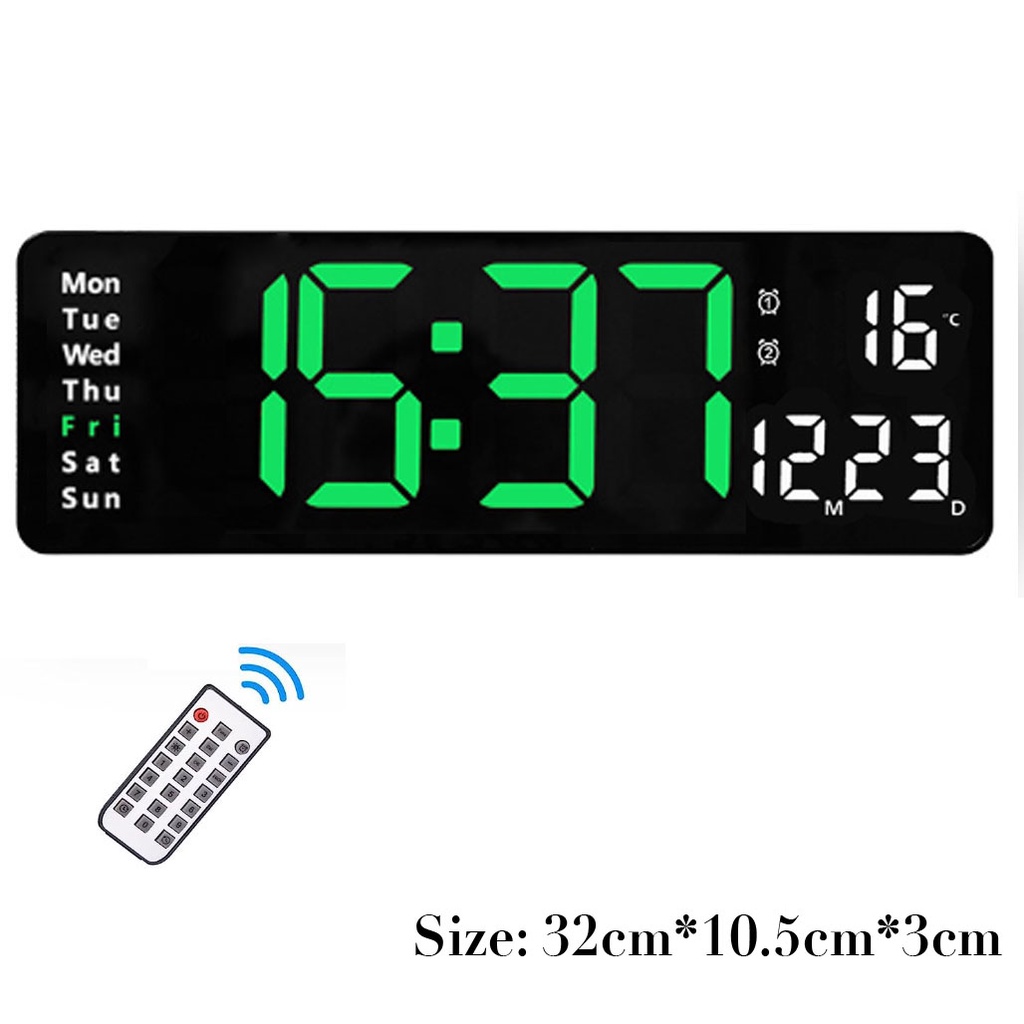 16” Digital Wall Clock Large Display LED Digital Clock with Temperature ...