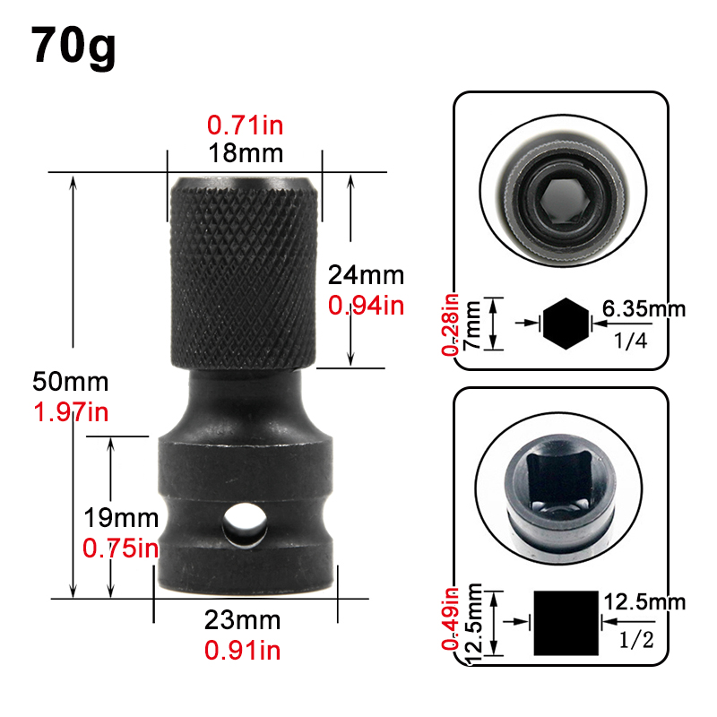 1pc Wind cannon to internal hexagonal 1/2 square handle to 1/4 ...