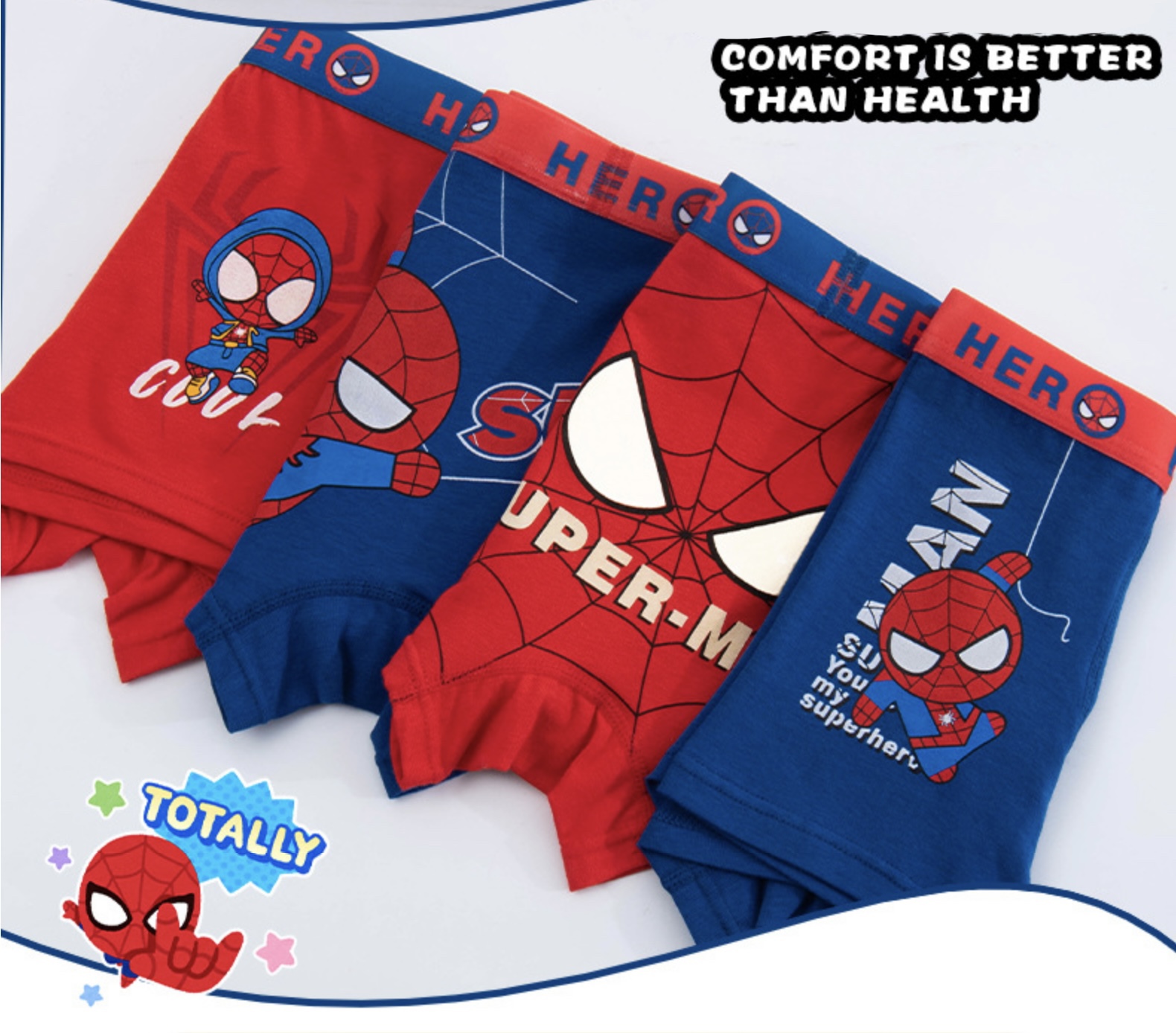 3-12 Years Old Cotton Boxer for Boys New 2pcs RANDOM DESIGN Cute Spider ...