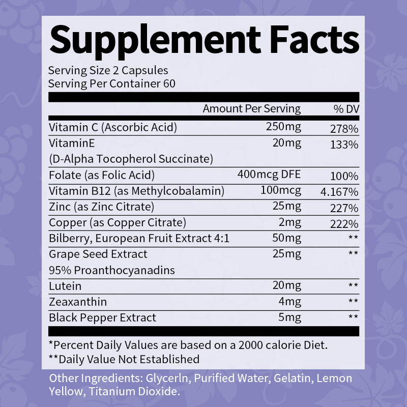 Mulittea Eye Care Supplement Capsules Supports Lens & Retina Function ...