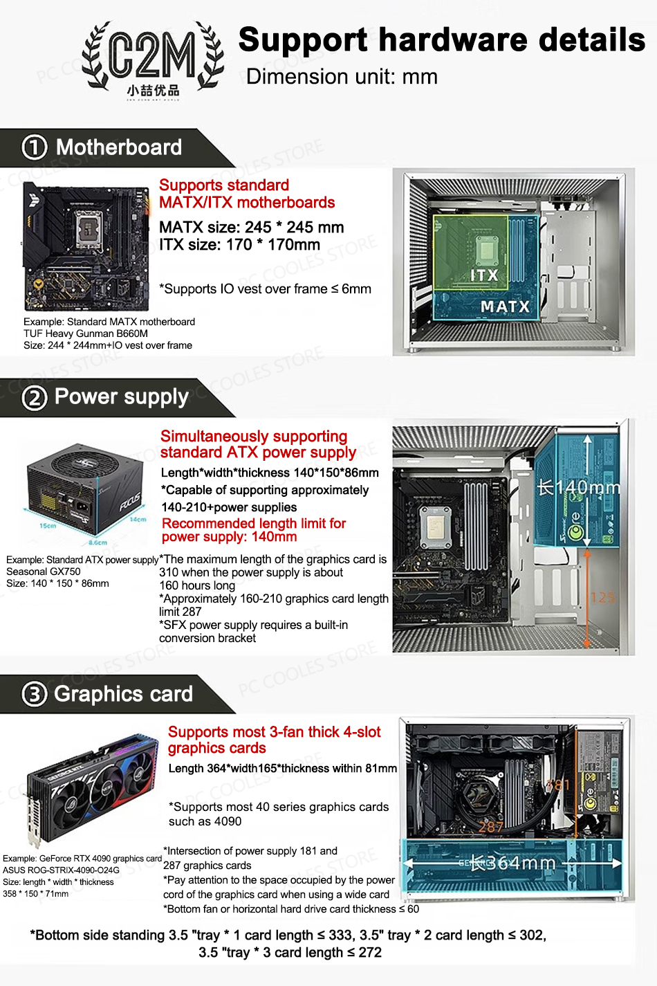 Zzaw C2m Small All Aluminum Matx Case Atx Power Supply 240 Water Cooled