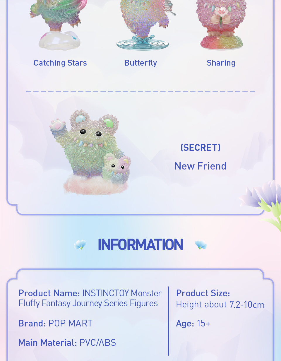 POP MART INSTINCTOY Monster Fluffy Fantasy Journey Series Figures ...
